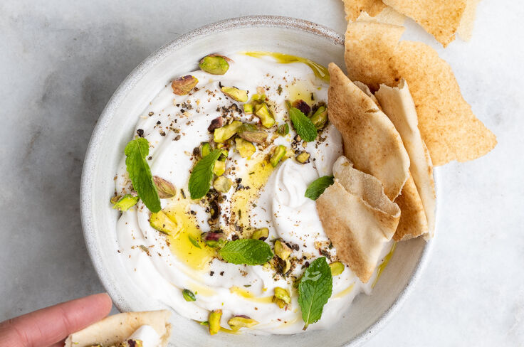 Vegan Labneh with flatbreads
